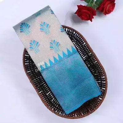 Black Floral Butta Design Art Silk Fancy Wear Saree with Contrast ...